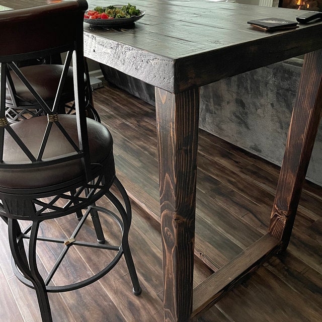 Reclaimed Wood High Top Table in Espresso – Kase Custom