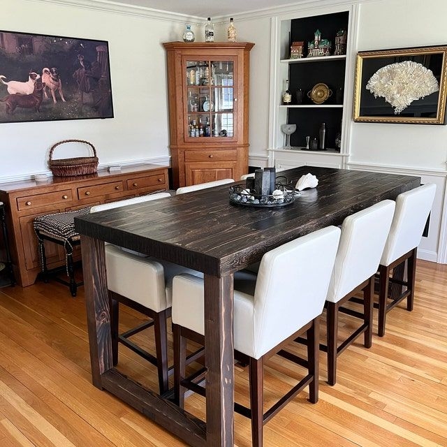 Reclaimed Wood High Top Table in Espresso – Kase Custom