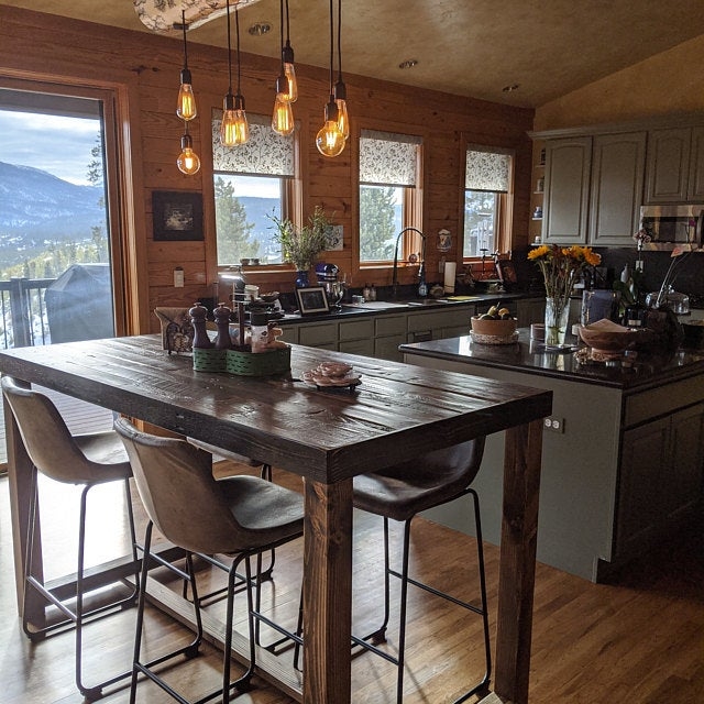 Reclaimed Wood High Top Table in Espresso – Kase Custom