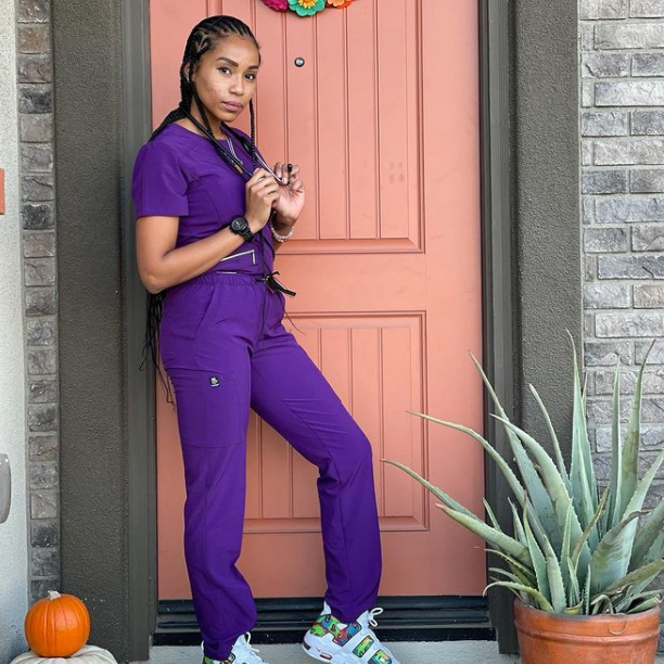 Dress A Med Women's Soft Stretch Silver Zipper Uniform Scrubs